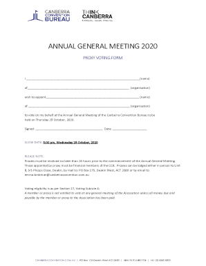 Fillable Online Proxy Form for Annual General MeetingProxy Form ...