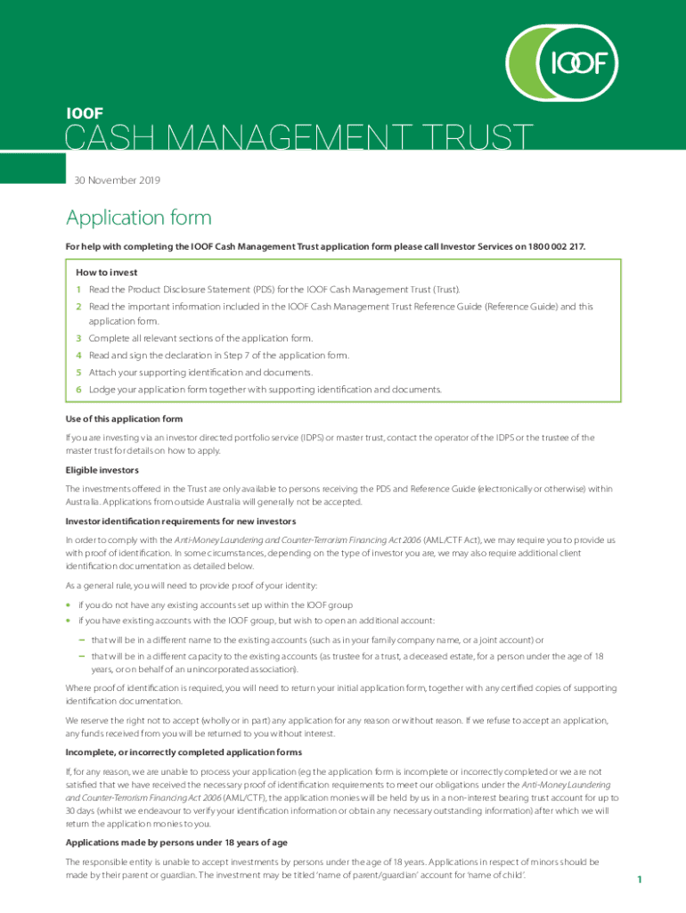 Fillable Online Cash Management Trusts - Australian Investors ...