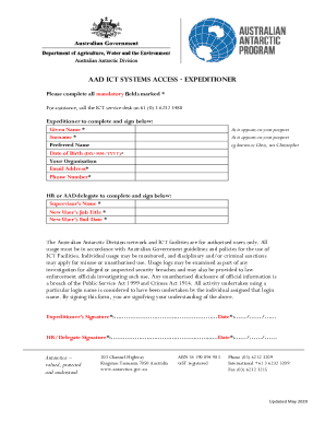 Fillable Online AAD ICT System Access Form. AAD ICT System Access Form ...