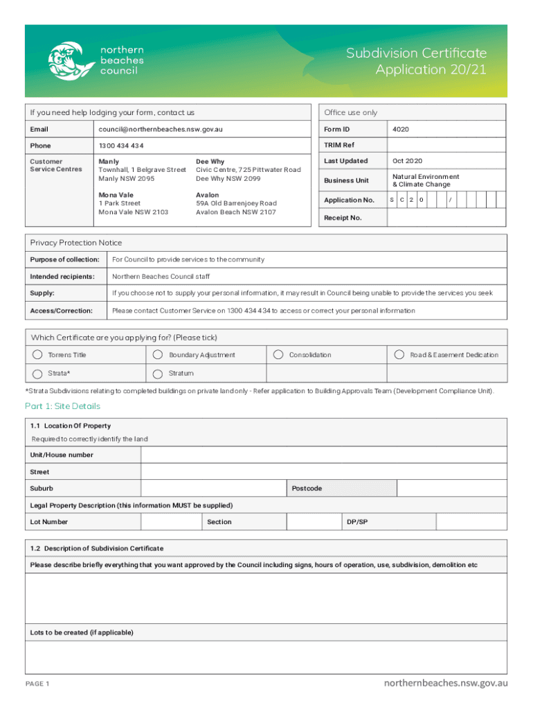 Fillable Online Certificate of Subdivision ComplianceEZ Online ...