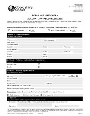 Fillable Online DETAILS OF CUSTOMER ACCOUNTS PAYABLE/RECEIVABLE Fax ...