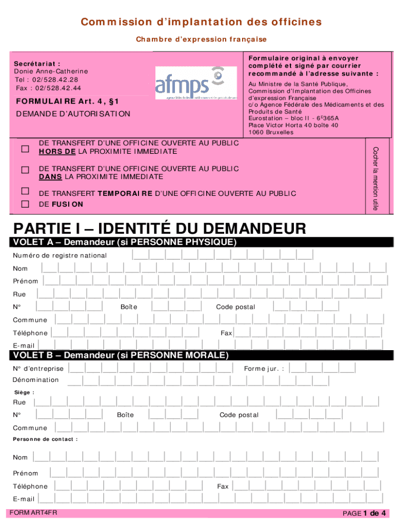 Remplissable En Ligne PARTIE I - AFMPS Vos mdicaments et produits de ...