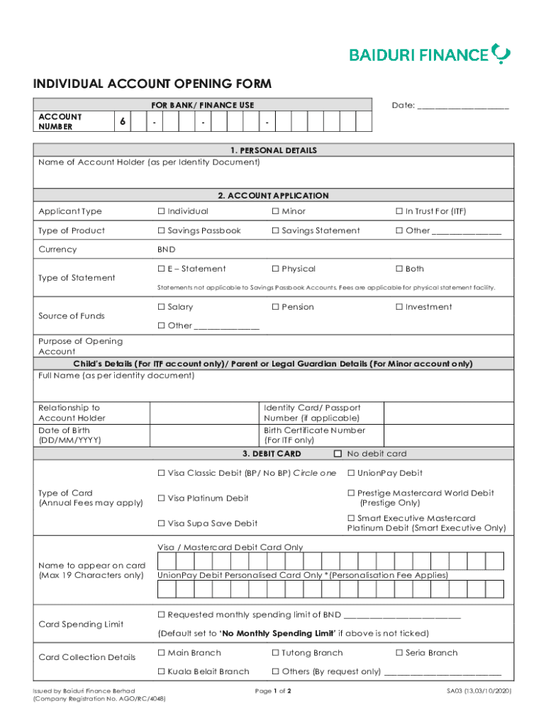 Fillable Online ACCOUNT OPENING FORM FOR RESIDENT INDIVIDUAL (PART -I ...