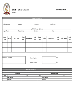 Fillable Online GALEN Transcript Request Form Fax Email Print - pdfFiller