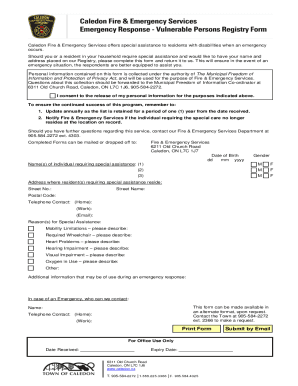 Fillable Online Vulnerable Persons Registry Form Fax Email Print ...