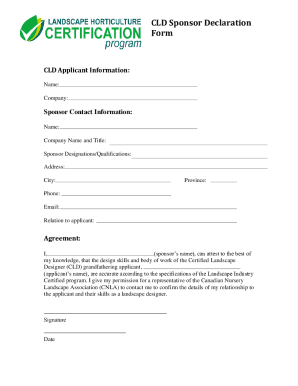 Fillable Online CLD Sponsor Declaration Form.docx Fax Email Print ...