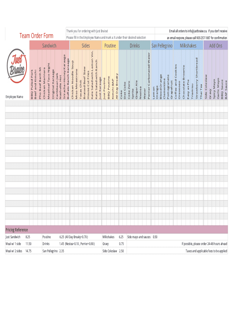 Fillable Online Team Order Form .pdf Fax Email Print - pdfFiller