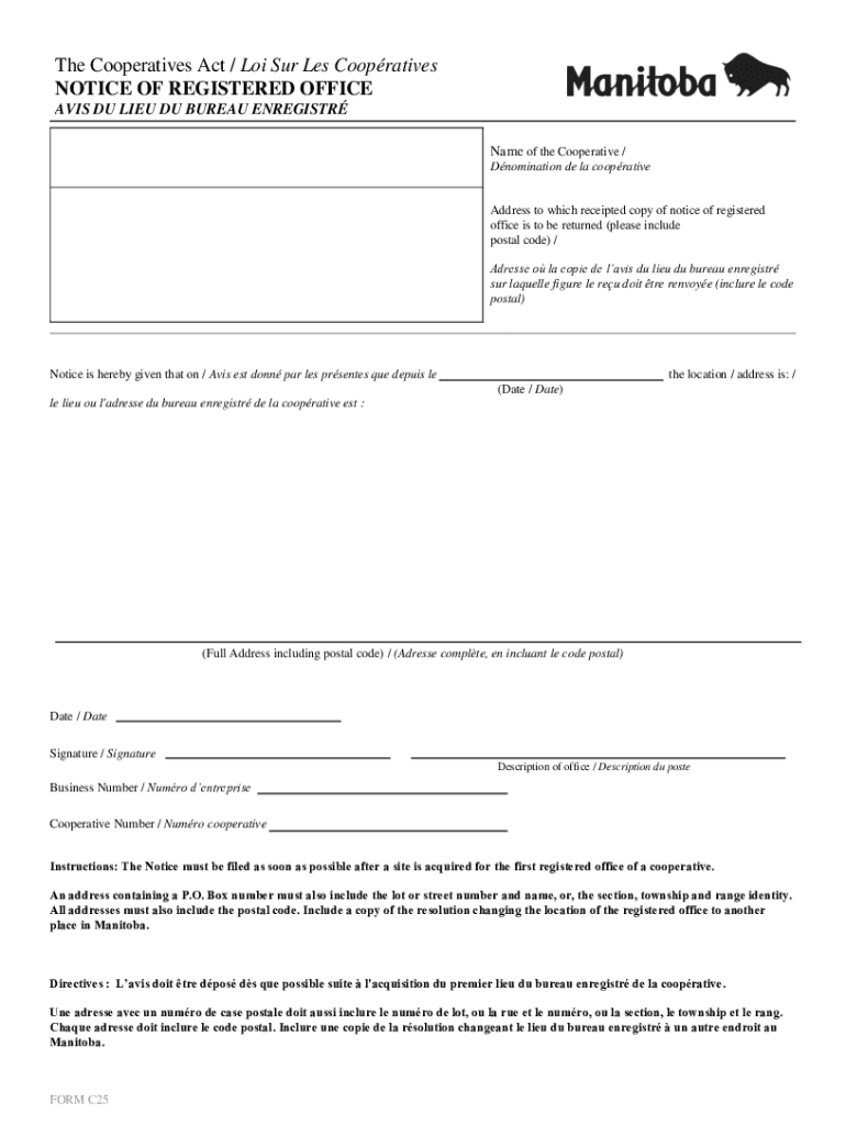 Fillable Online companiesoffice gov mb Co-operative Societies Act ...