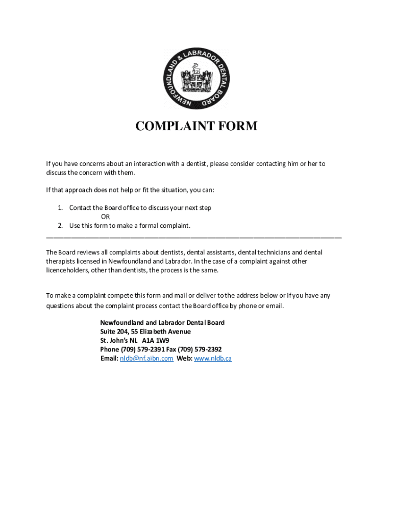 Fillable Online Dentist Complaint How to Make Dental Complaints ...