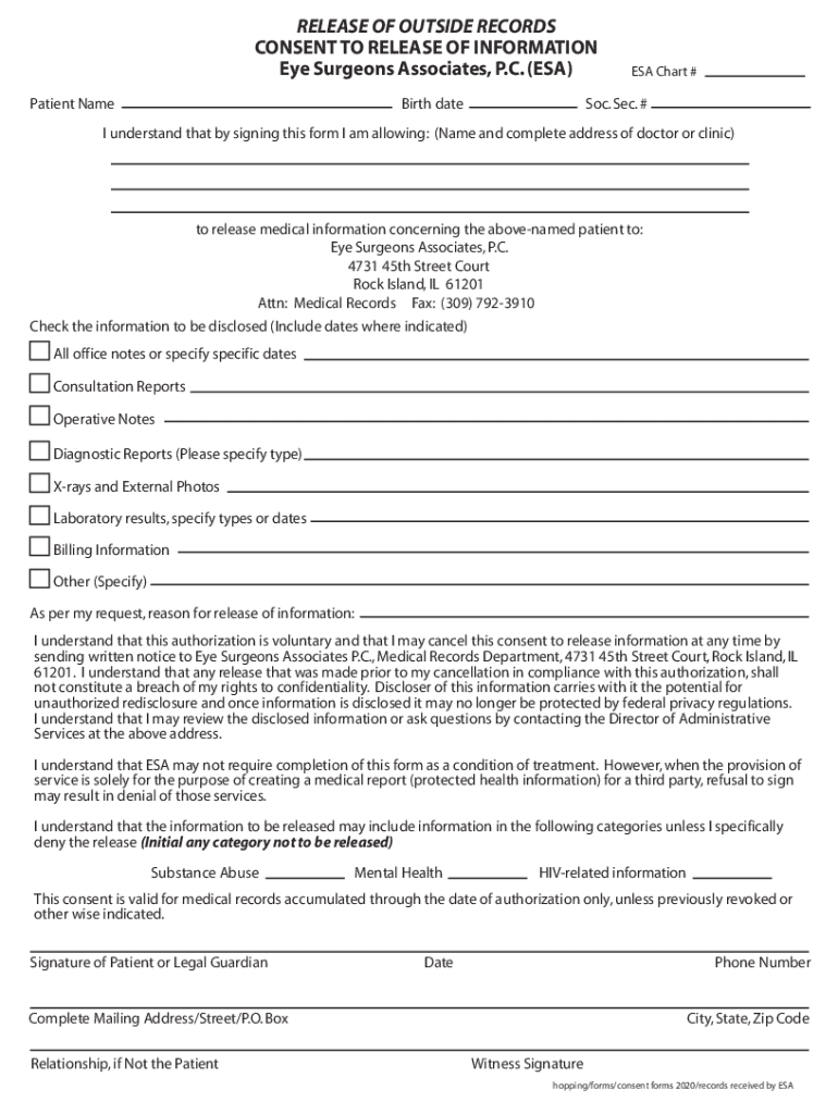 Fillable Online Authorization To Release Optometry Records Fax Email ...