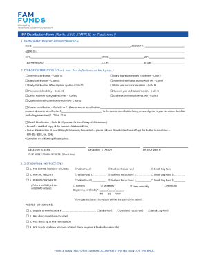 Fillable Online IRA Distribution Form (Roth, SEP, SIMPLE, or ...