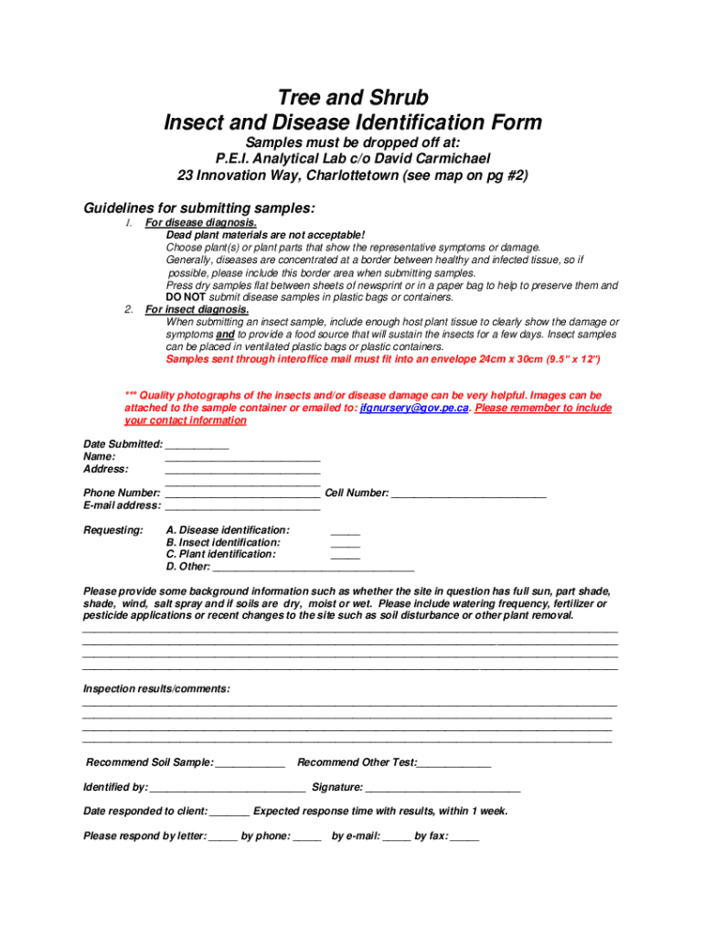 Fillable Online Tree and Shrub Insect and Disease Identification Form Fax Email Print - pdfFiller