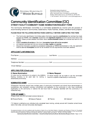 Fillable Online Community Identification Committee - Street/Facility ...