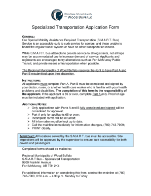 Fillable Online Specialized Transportation Application Form Fax Email ...