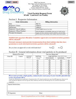 Fillable Online SPARC Viral Particle Request Form Fax Email Print ...