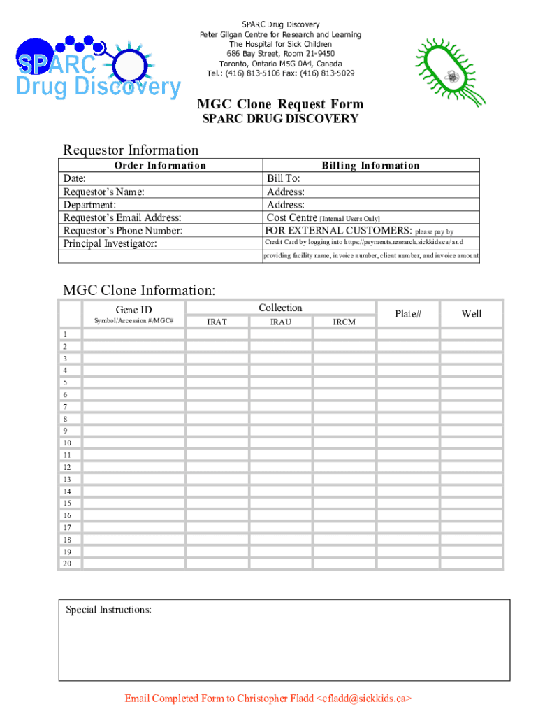 Fillable Online SPARC MGC Request Form Fax Email Print - pdfFiller