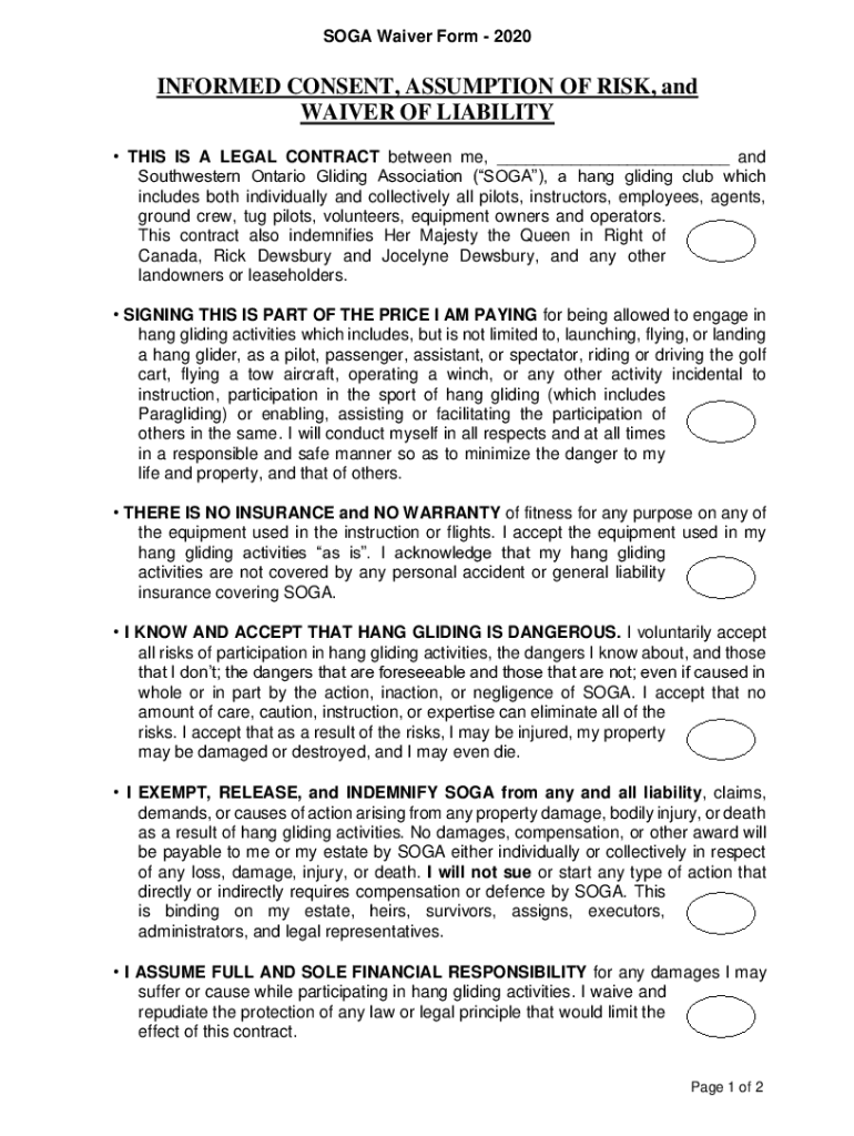 Fillable Online INFORMED CONSENT, ASSUMPTION OF RISK AGREEMENT AND ...