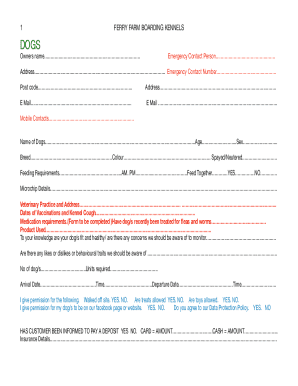 Fillable Online Booking form dogs Fax Email Print - pdfFiller