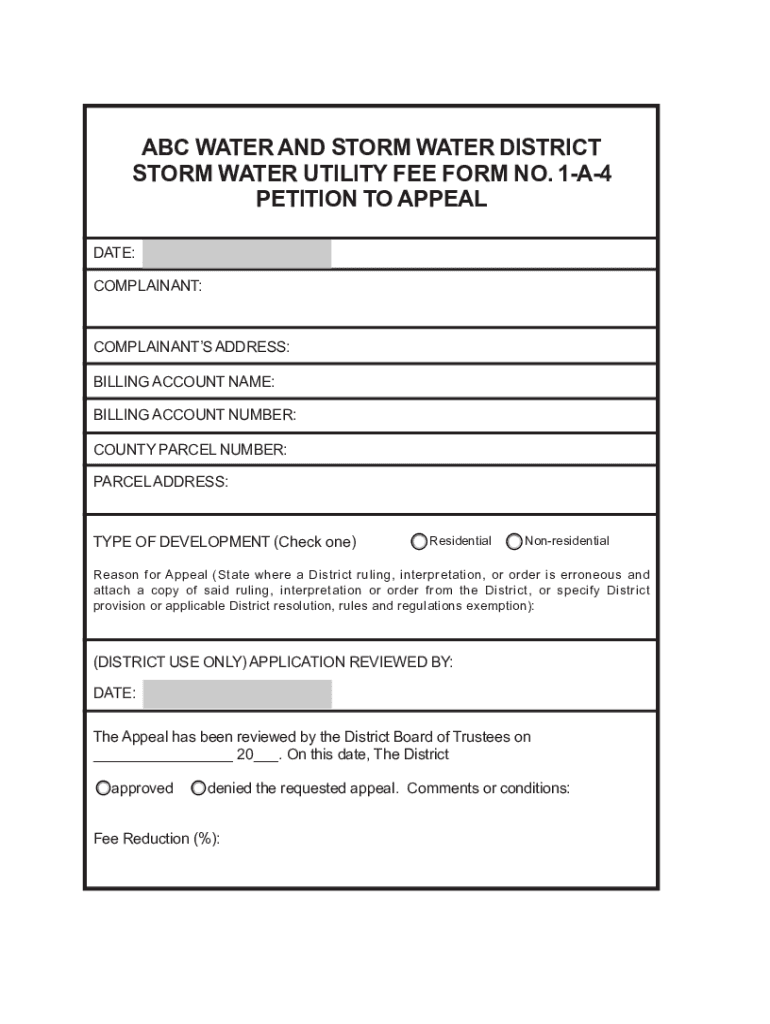 Fillable Online Form - 1-A-4 - Petition-to-AppealABC Water and ...