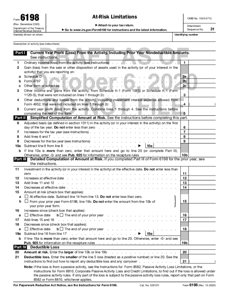 Fillable Online Form 6198 (Rev. December 2020) Fax Email Print - pdfFiller