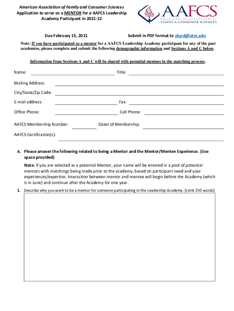 Fillable Online What is FCS? - American Association of Family and ...