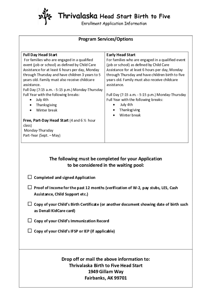 Fillable Online Head Start Birth to Five Fax Email Print - pdfFiller