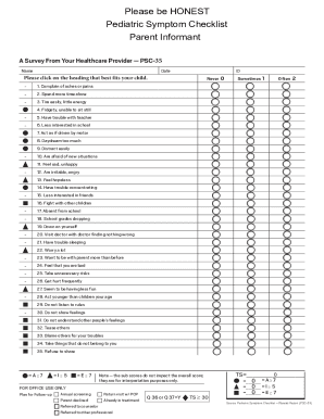 Fillable Online Pediatric Symptom Checklist (PSC)Pediatric Symptom ...