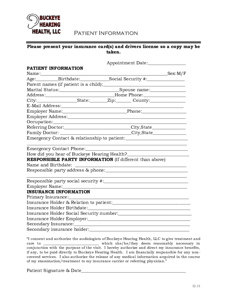 Fillable Online Please present your insurance card(s) and drivers ...