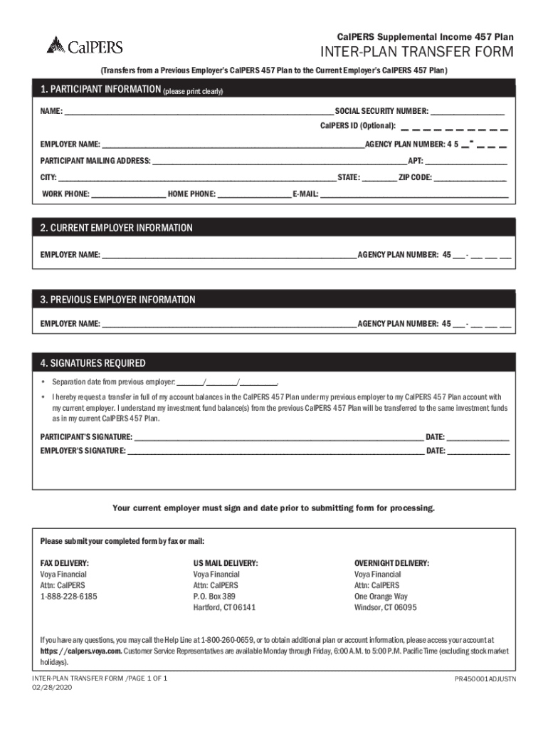 Fillable Online Get the Inter-plan transfer form - CalPERS Supplemental ...