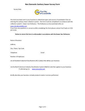 Fillable Online Non Domestic Sanitary Sewer Survey Form Fax Email Print - pdfFiller
