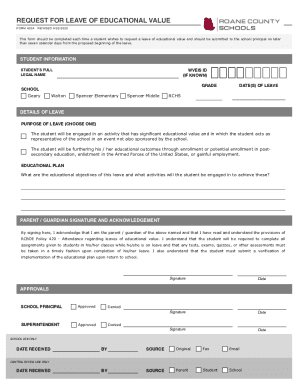 Fillable Online educational leave form Fax Email Print - pdfFiller