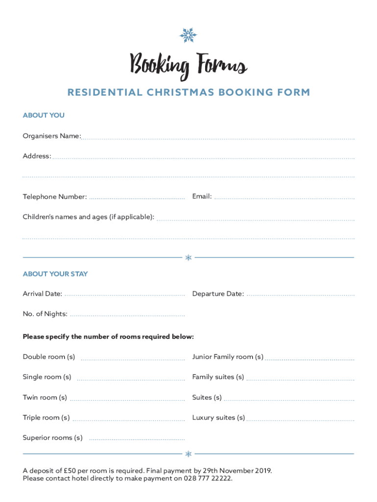 Fillable Online 1892 - Roe Park - Christmas Brochure 2019 - Residential ...