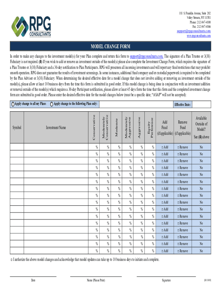 Fillable Online Model Change Form Fax Email Print - pdfFiller
