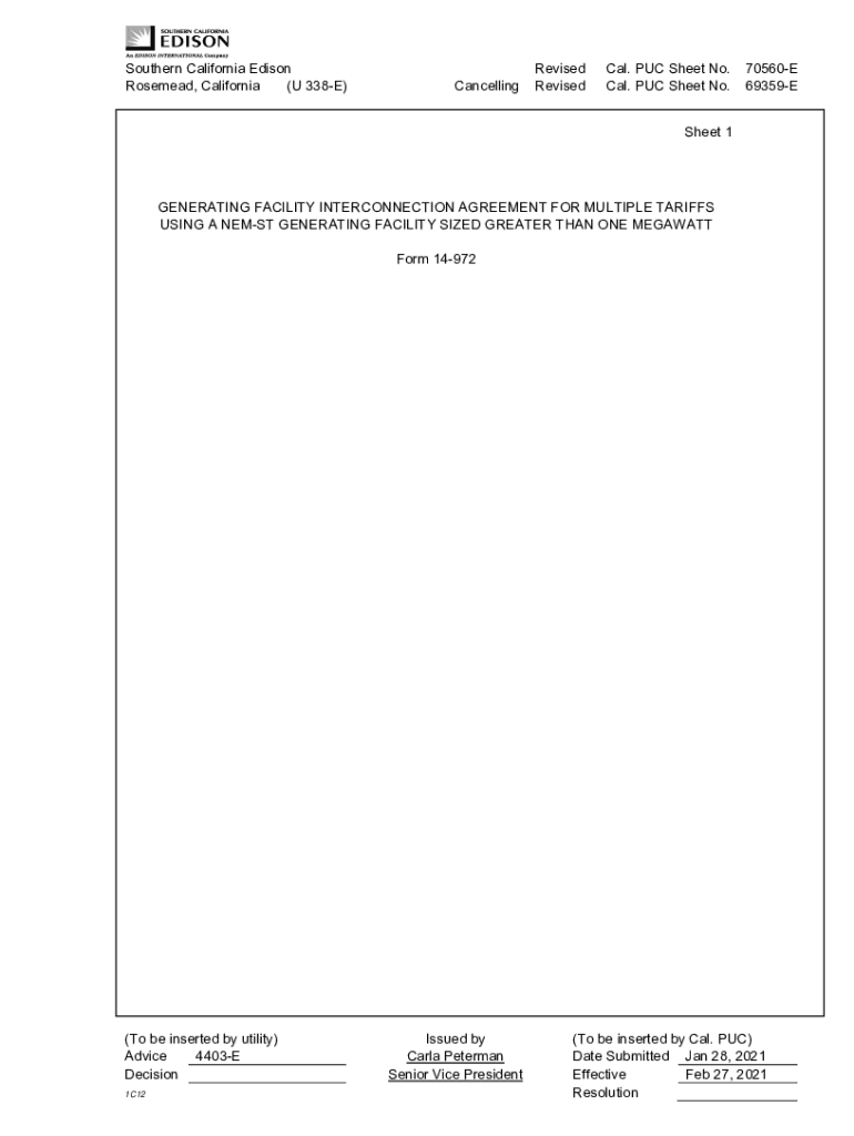 Fillable Online Southern California Edison Revised Cal. PUC Sheet No ...