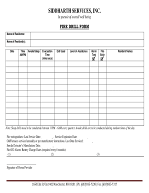 Fillable Online SSI-Fire Drill Form Fax Email Print - pdfFiller