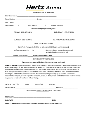 Fillable Online Hockey Lessons Hertz Arena Recreational Rinks Hockey ...