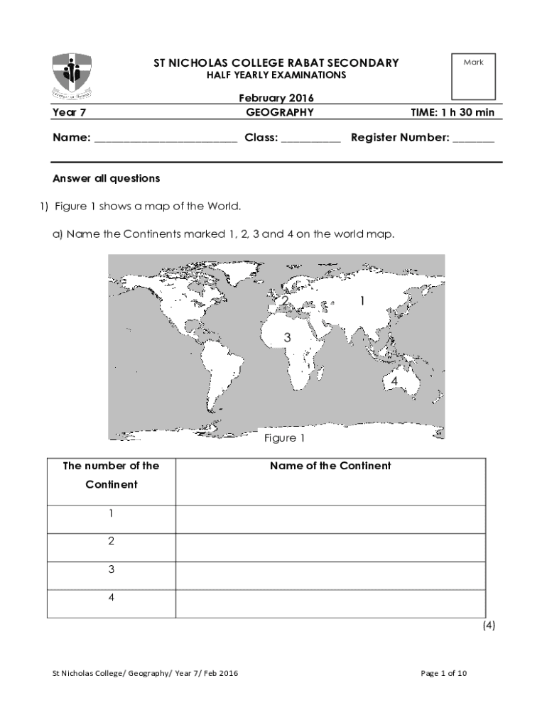 St Nicholas College Past Papers - Fill Online, Printable, Fillable ...