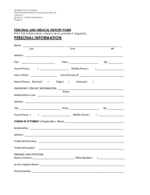 Fillable Online PERSONAL AND MEDICAL HISTORY FORM Fax Email Print ...