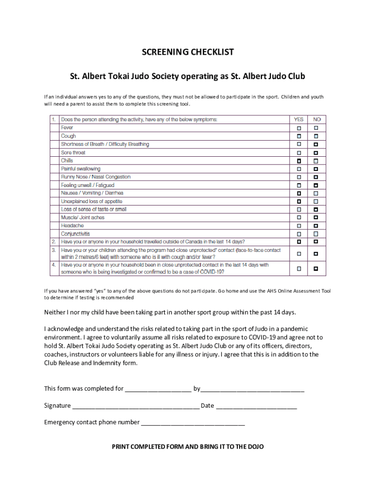Fillable Online St. Albert Judo Club - Judo St. Albert Fax Email Print - pdfFiller