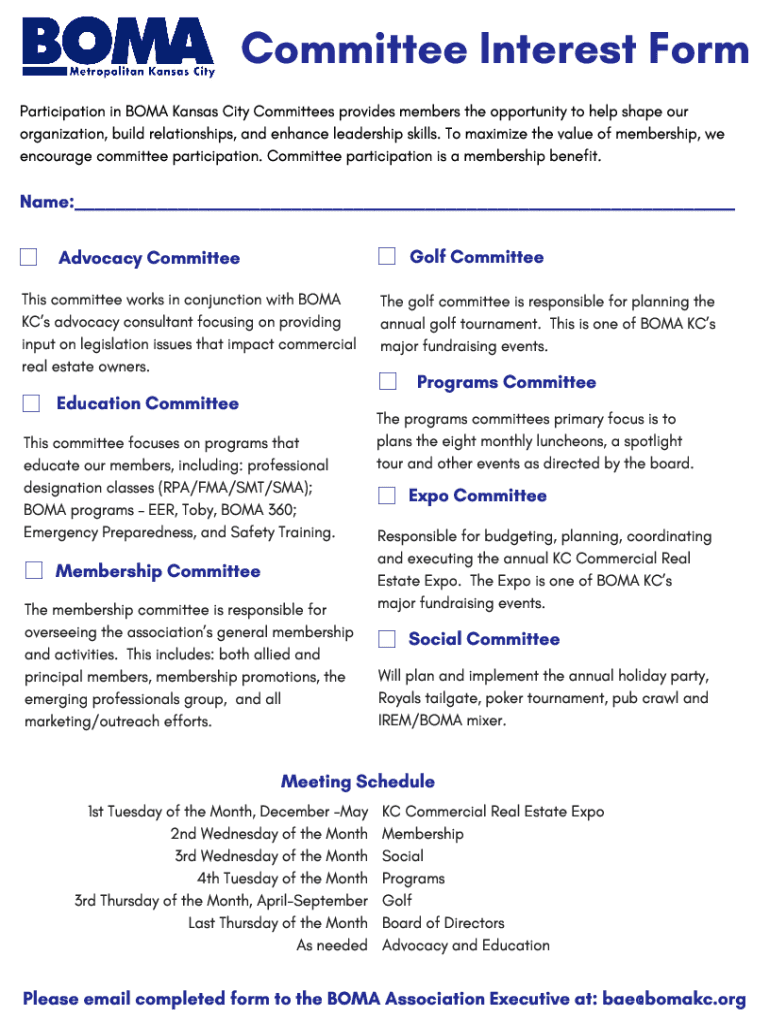 Fillable Online BOMA Kansas City Allied Member of the Year Award ...