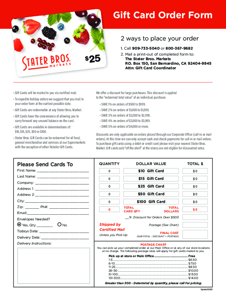 Fillable Online Gift Card Order Form: Google Form Template by ...