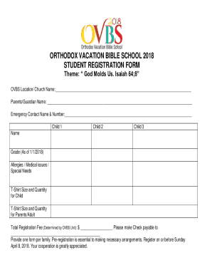 Fillable Online Vbs Registration Form - Fill Online, Printable ...