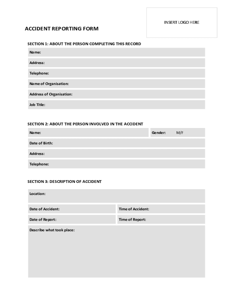 Fillable Online Health and Safety - Accident Reporting Form Fax Email ...