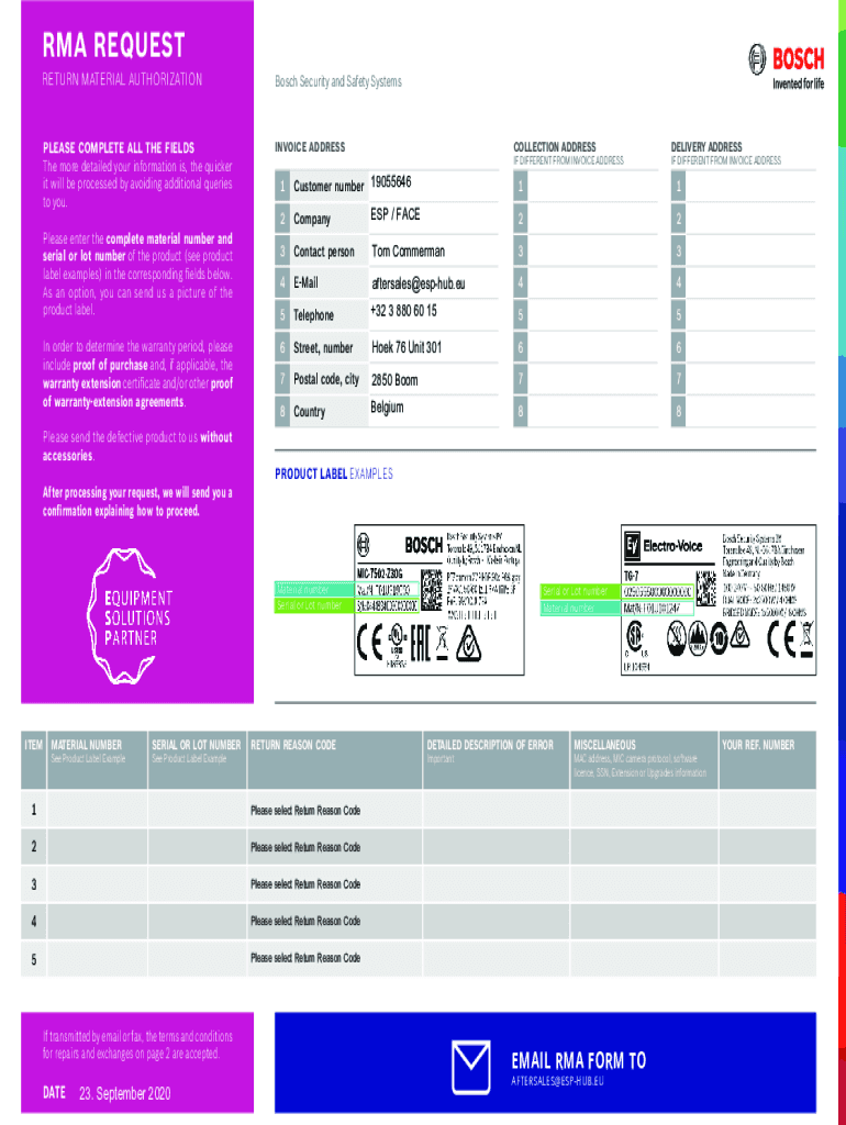 Fillable Online What is Return Material Authorization (RMA ...