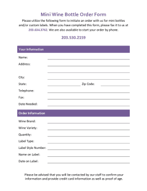 Fillable Online PDF Mini Wine Bottle Order Form - Spirit ...