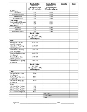 Fillable Online 2021 Alcohol Order Form.docx Fax Email Print - pdfFiller