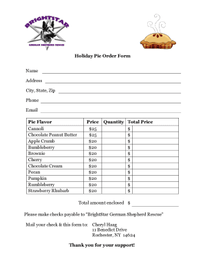 Fillable Online Pie & Cake Order Form - Formsite Fax Email Print ...