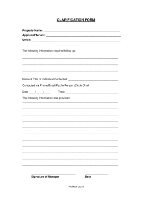 Fillable Online Clarification Form - Fill and Sign Printable Template ...