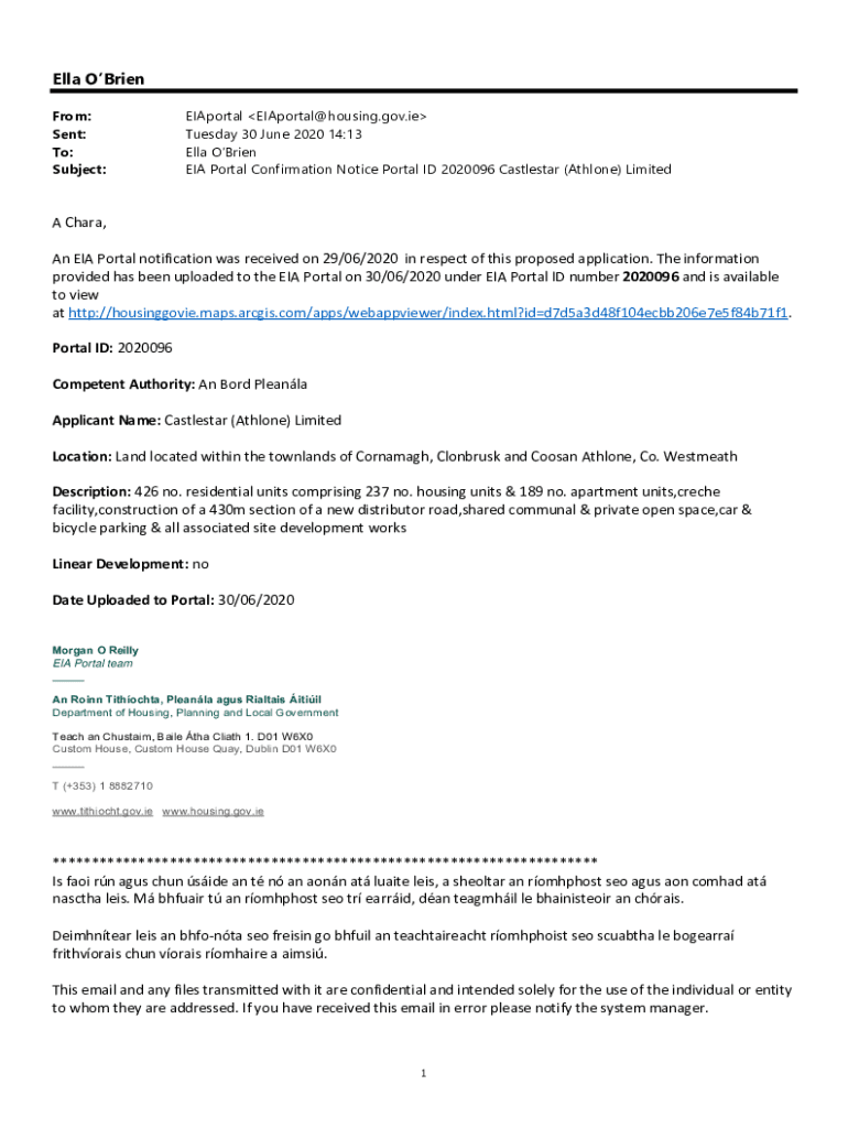 Fillable Online EIA Portal Confirmation Notice Portal ID 2020096 ...