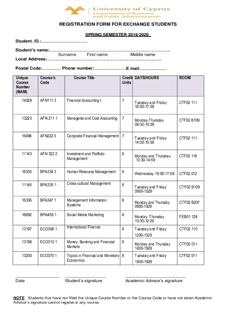 Fillable Online Western Carolina University - Registration Information ...